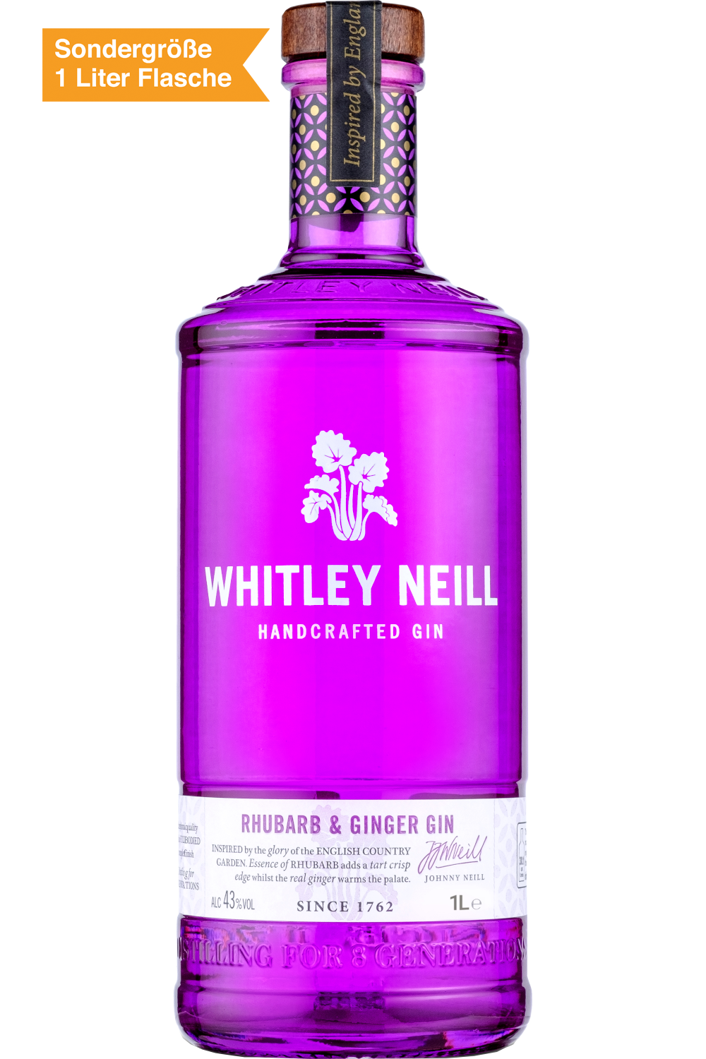 Whitley Neill Rhubarb & Ginger Gin 1 Liter Flasche